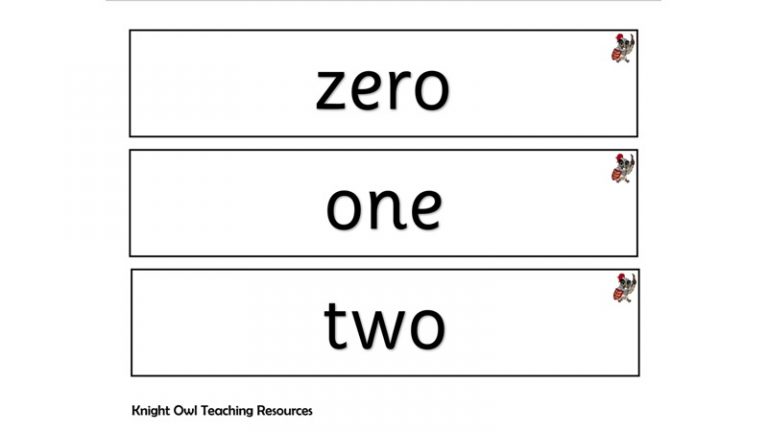 Number Word Flash Cards